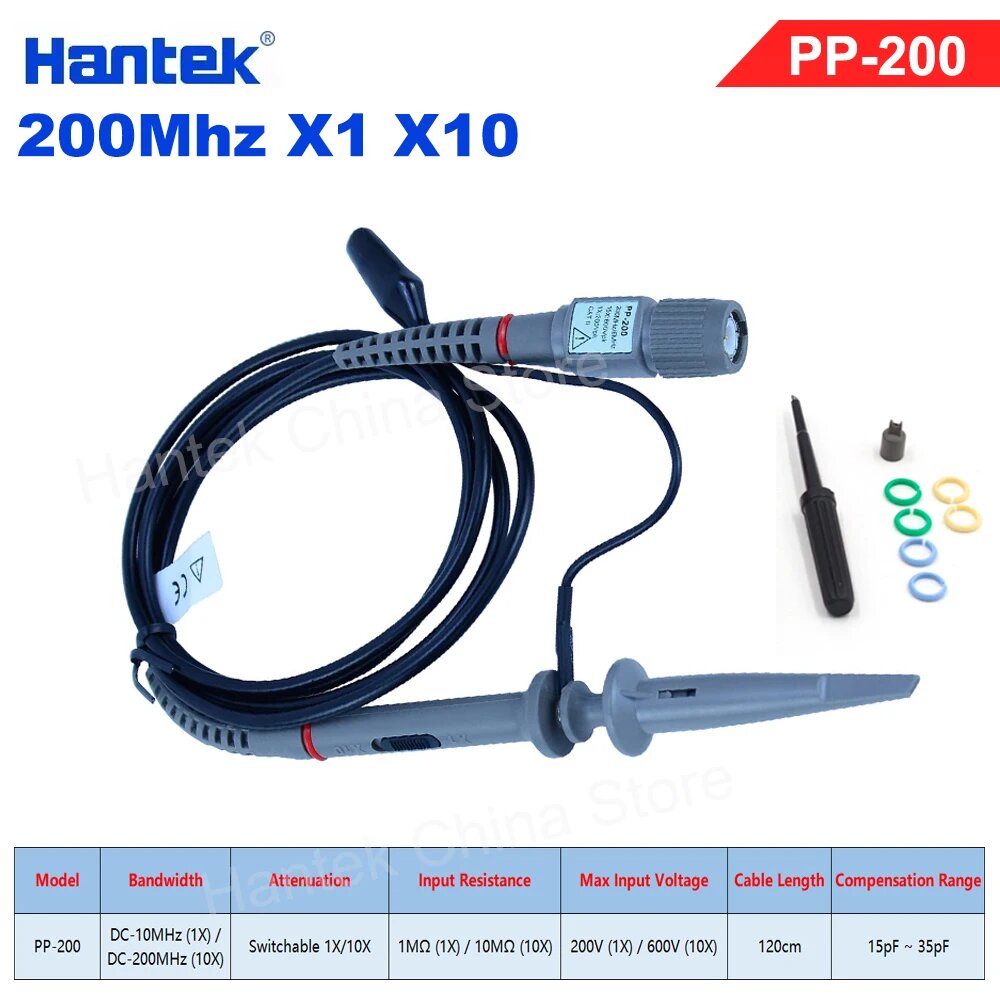 Hantek PP-200 200MHz Осциллограф щуп X1 X10