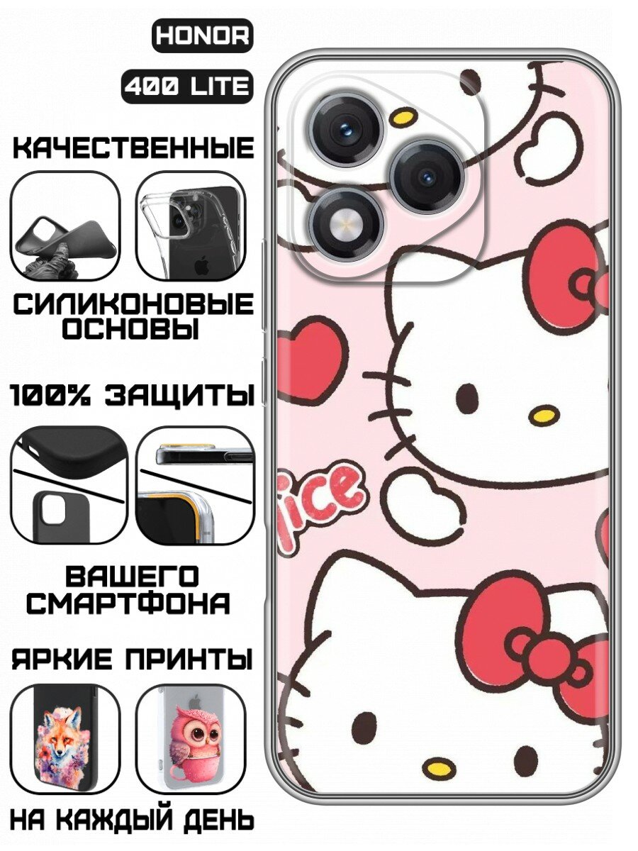 Чехол для Honor 400 Lite с принтом для девочек с Хеллоу Китти (Хонор 400 Лайт)