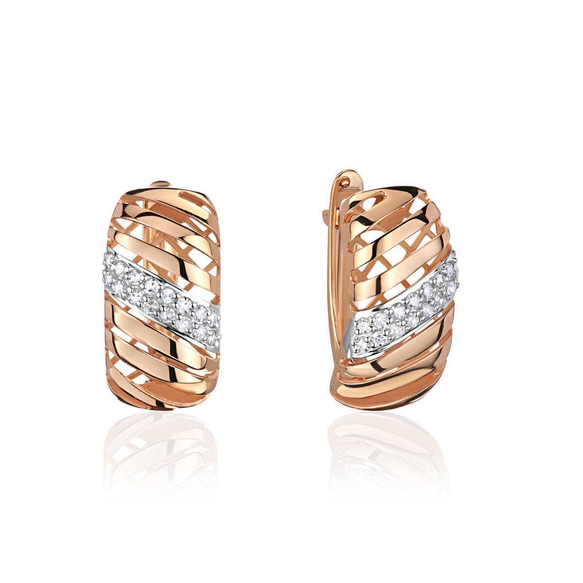 Серьги, красное золото, 585 проба, бриллиант