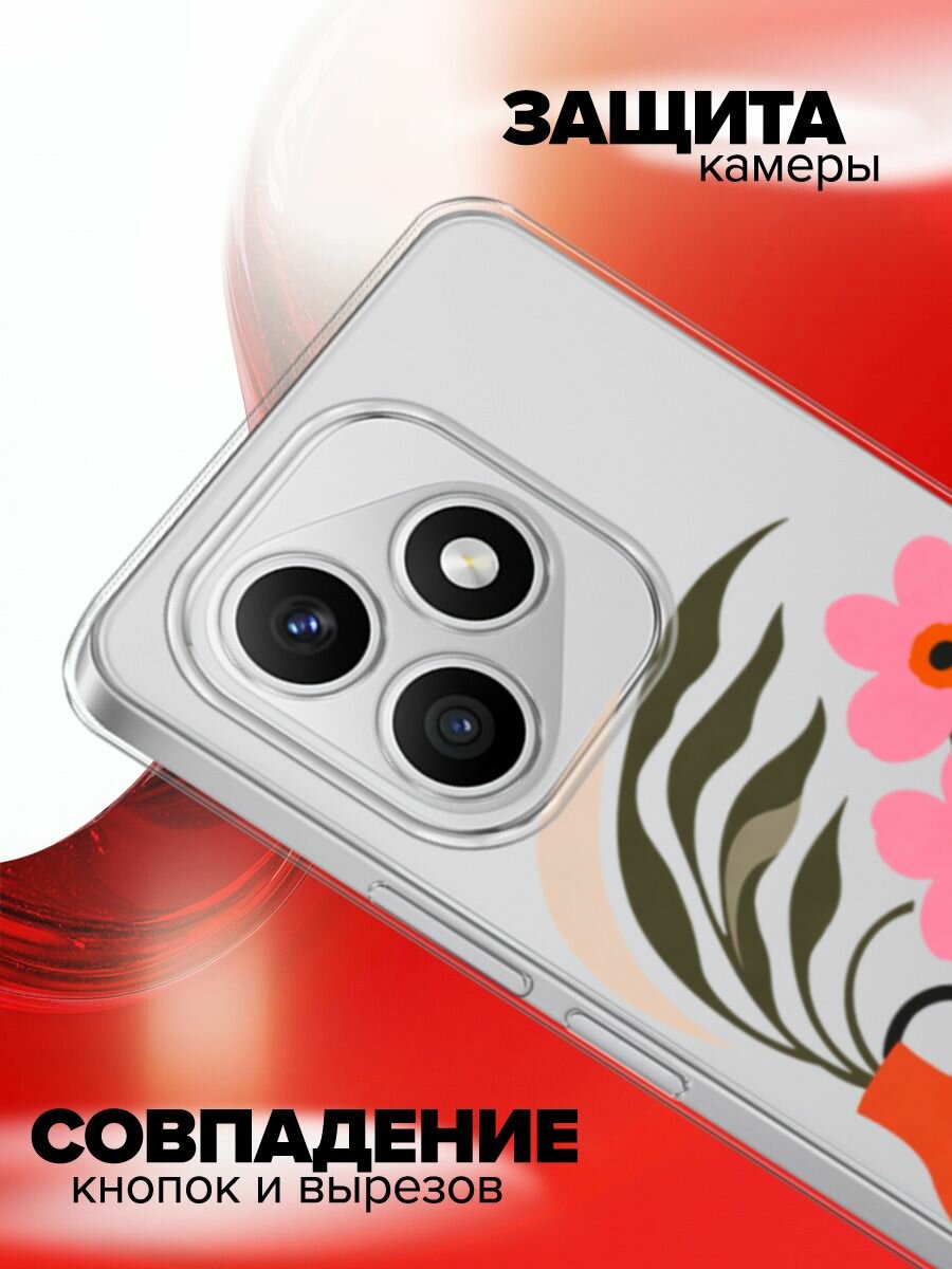 Силиконовый чехол на Honor X8d / Хонор X8d с принтом Ваза с цветами — фото 1