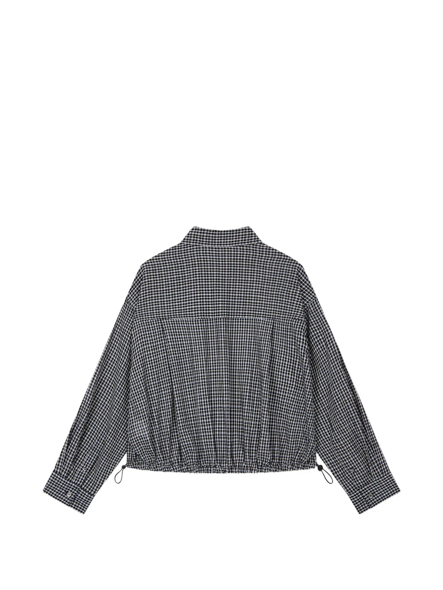 Рубашка STUDIO TOMBOY Check-pattern drawstring shirt, размер OneSize, черный — фото 1