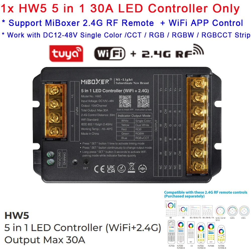 Miboxer HW5 5in1 WiFi RF LED контроллер 30A