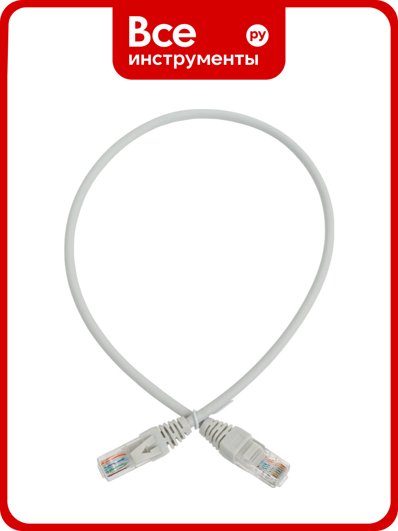 Патч-корд NTSS 2хRJ45/8P8C, T568B UTP, 5e категория, литой, 0.5 метра, LSZH, серый