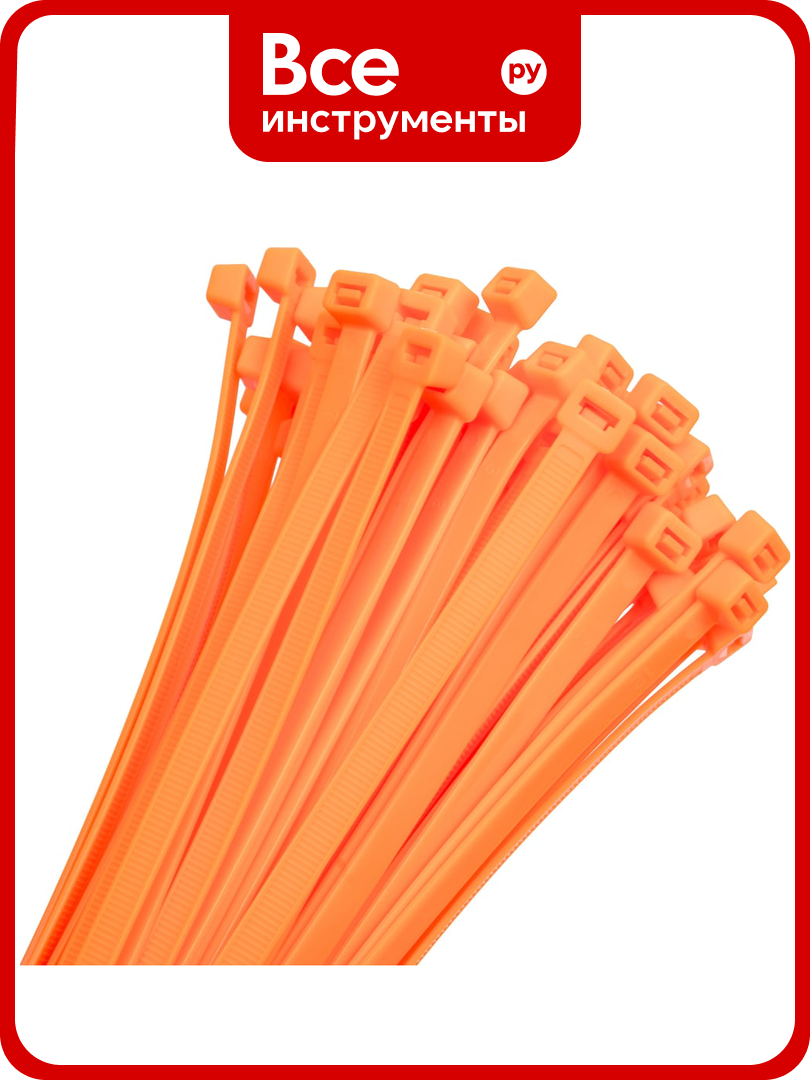 Стяжки кабельные FORTISFLEX КСС Float, полипропиленовые, оранжевые, 100 штук