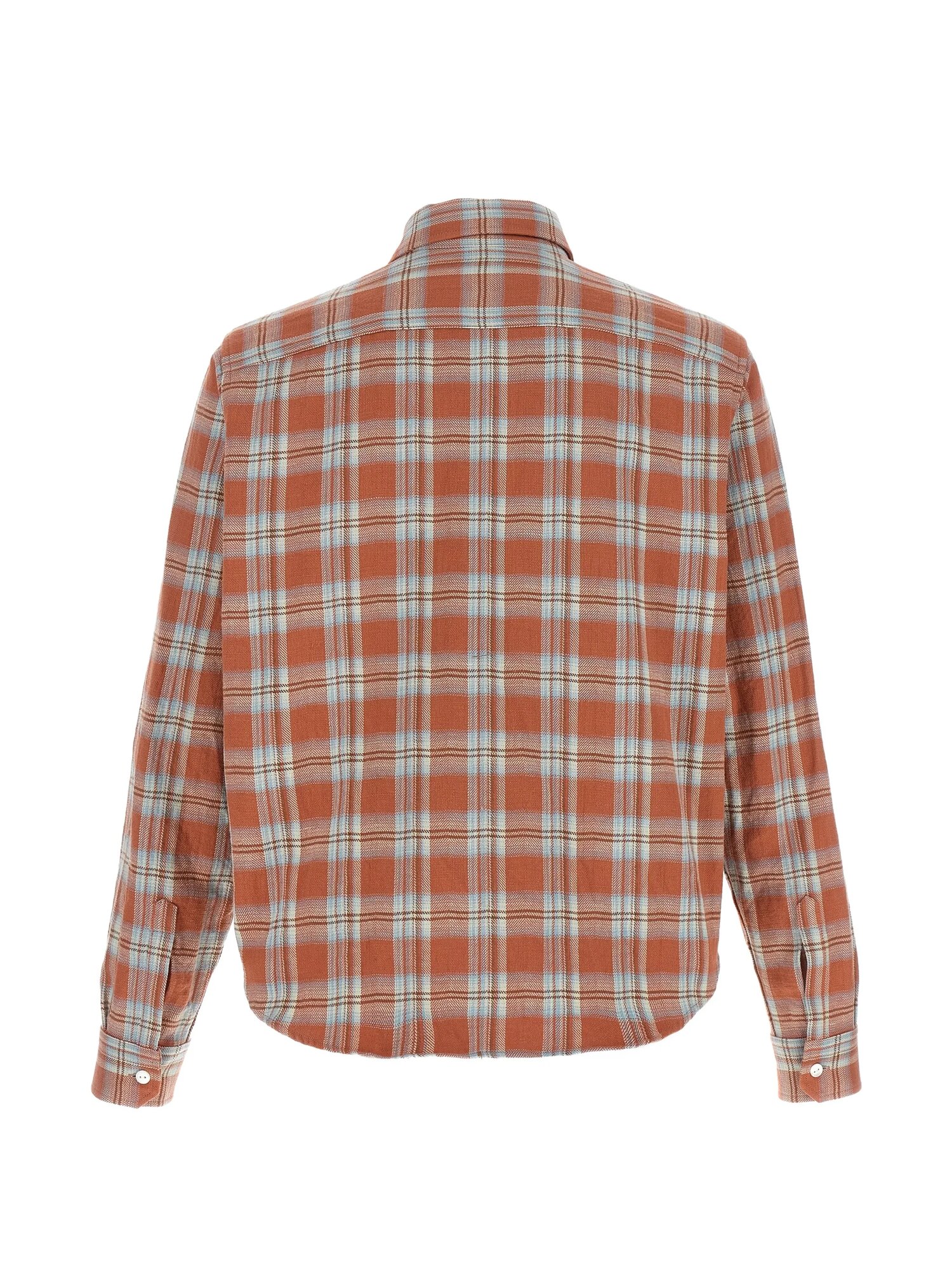 Рубашка Second/Layer Sherman checkered button-down cotton shirt, размер XL, оранжевый — фото 1