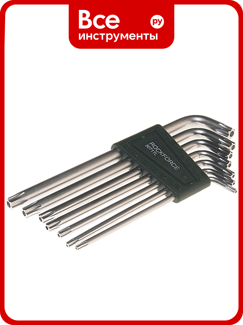 Набор TORX экстрадлинных ключей ROCKFORCE Т10Н-Т40Н с отверстием 7пр. RF-5071TL RF-5071TL(5729)