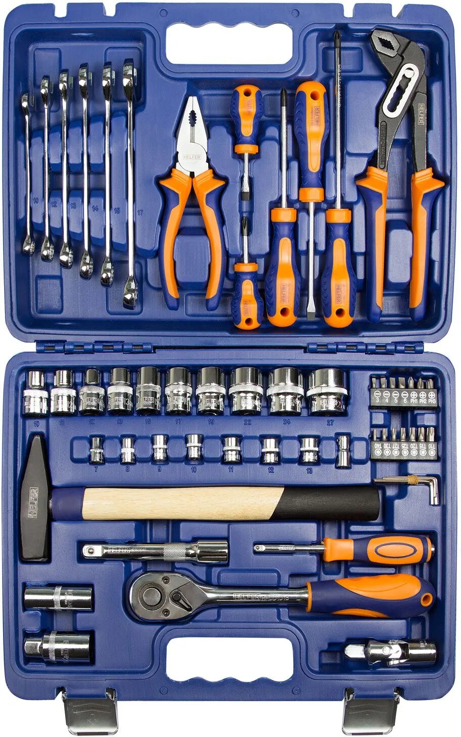 Набор инструмента 1/2"Dr и 1/4"Dr 56 предметов HELFER HELFER HF000013