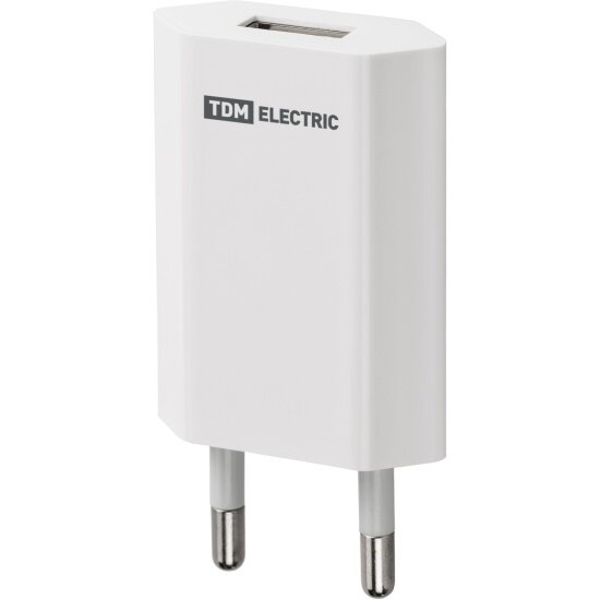 Сетевое зарядное устройство Tdm Electric СЗУ 1, 1 А, 1 USB, белый, SQ1810-0001