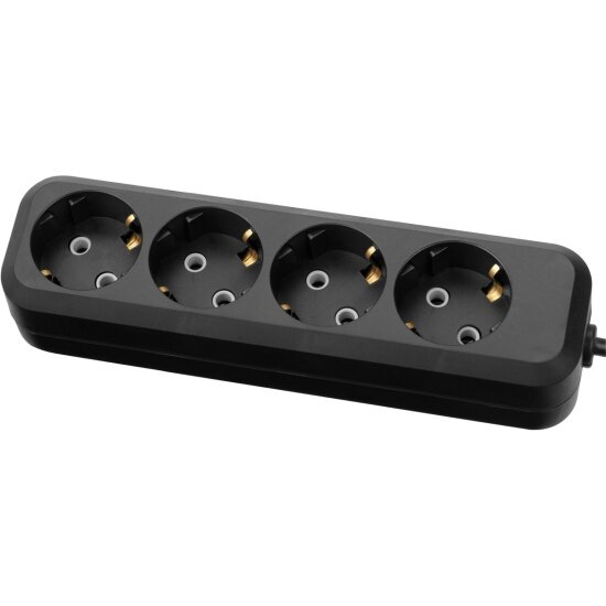 Удлинитель Tdm Electric 4 гнезда, 7 метров, с/з, 10 А, 2300 Вт, черный, народный, SQ1303-1058