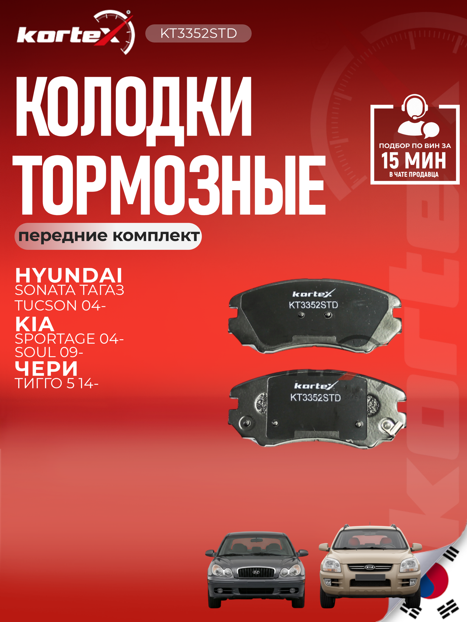 Тормозные колодки дисковые (передние) Hyundai Хендай Sonata Соната Tucson Туксан туксон GDB3352 581012KA10 581012HA10