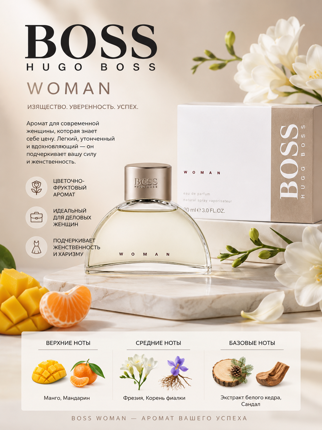 Hugo Boss Boss Woman женская парфюмерная вода 90 мл фруктовые цветочные