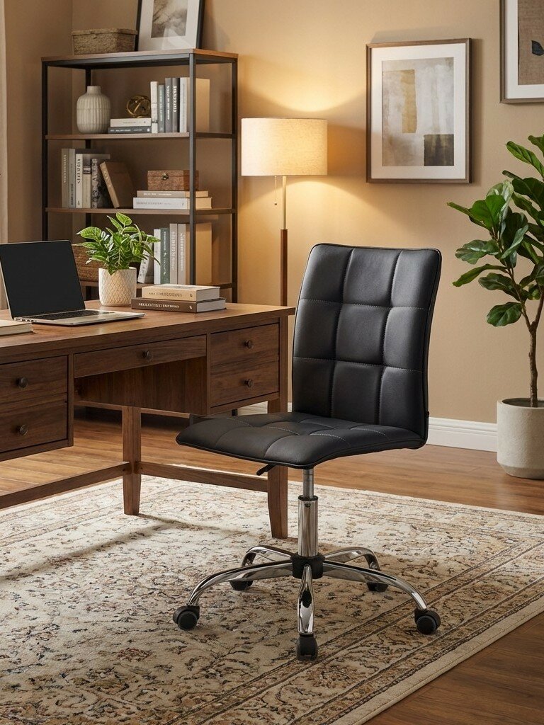 Кресло компьютерное TetChair металлик, искусственная кожа, без подлокотников, макс. нагрузка 100 кг