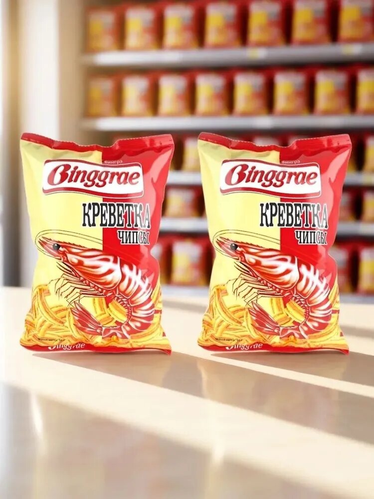 Чипсы пшеничные воздушные Binggrae со вкусом креветки 50 г, Россия