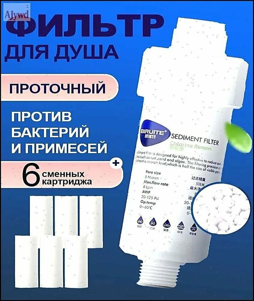 Эксклюзивный комплект из 6 картриджей против хлора и ржавчины для душа
