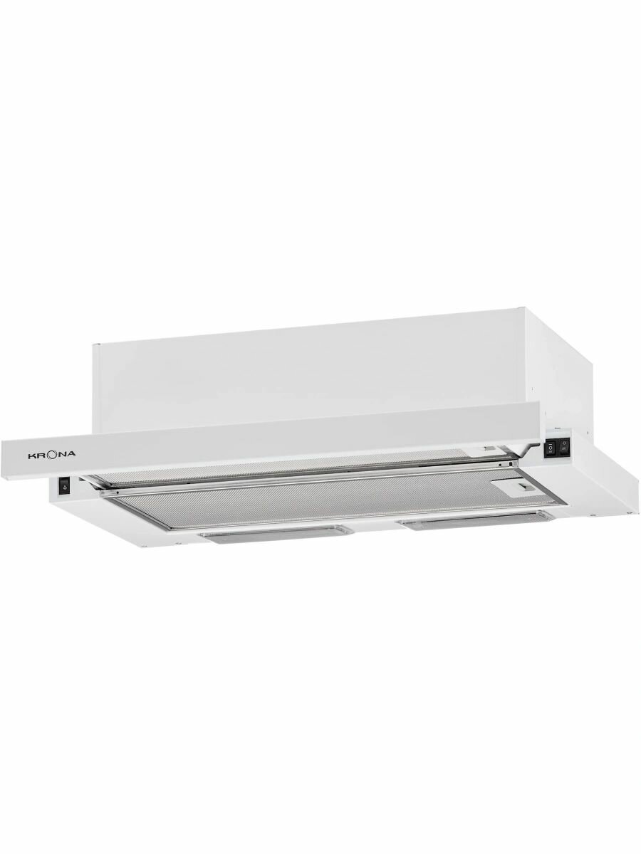 Встраиваемая вытяжка Krona Kamilla ECO 600 W, управление кнопочное, белый 00026736