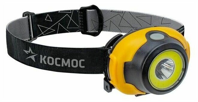 Космос Фонарь налобный KocH103COBLED, 3 Вт, LED, 3 режима работы, питание 3 батарейки AAA