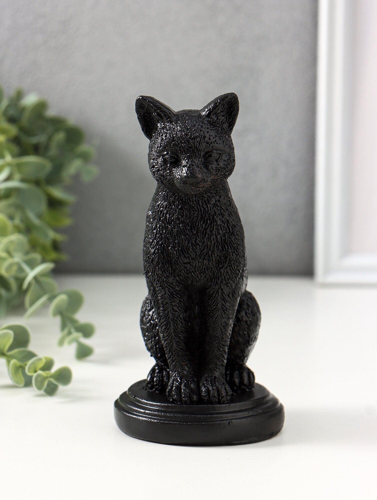 Подсвечник для свечи «Кошка», полистоун, 17×10×8 см, чёрный