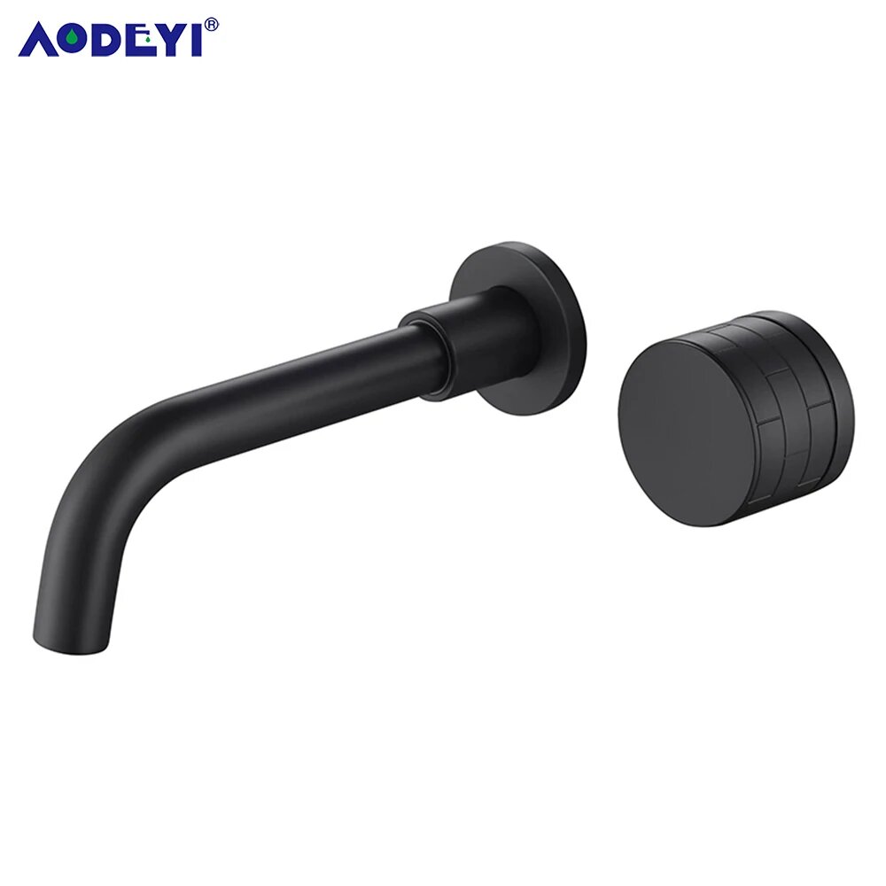 Смеситель для раковины AODEYI настенный латунный матовый черный Black