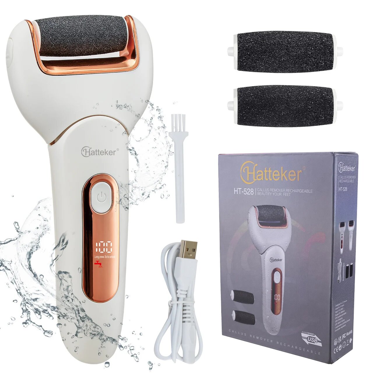 Электропилка для ног Hatteker USB rechargeable