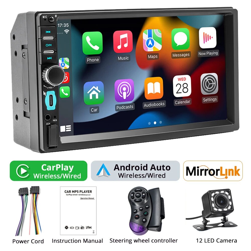 7" Автомагнитола 2Din Carplay Android Auto с камерой