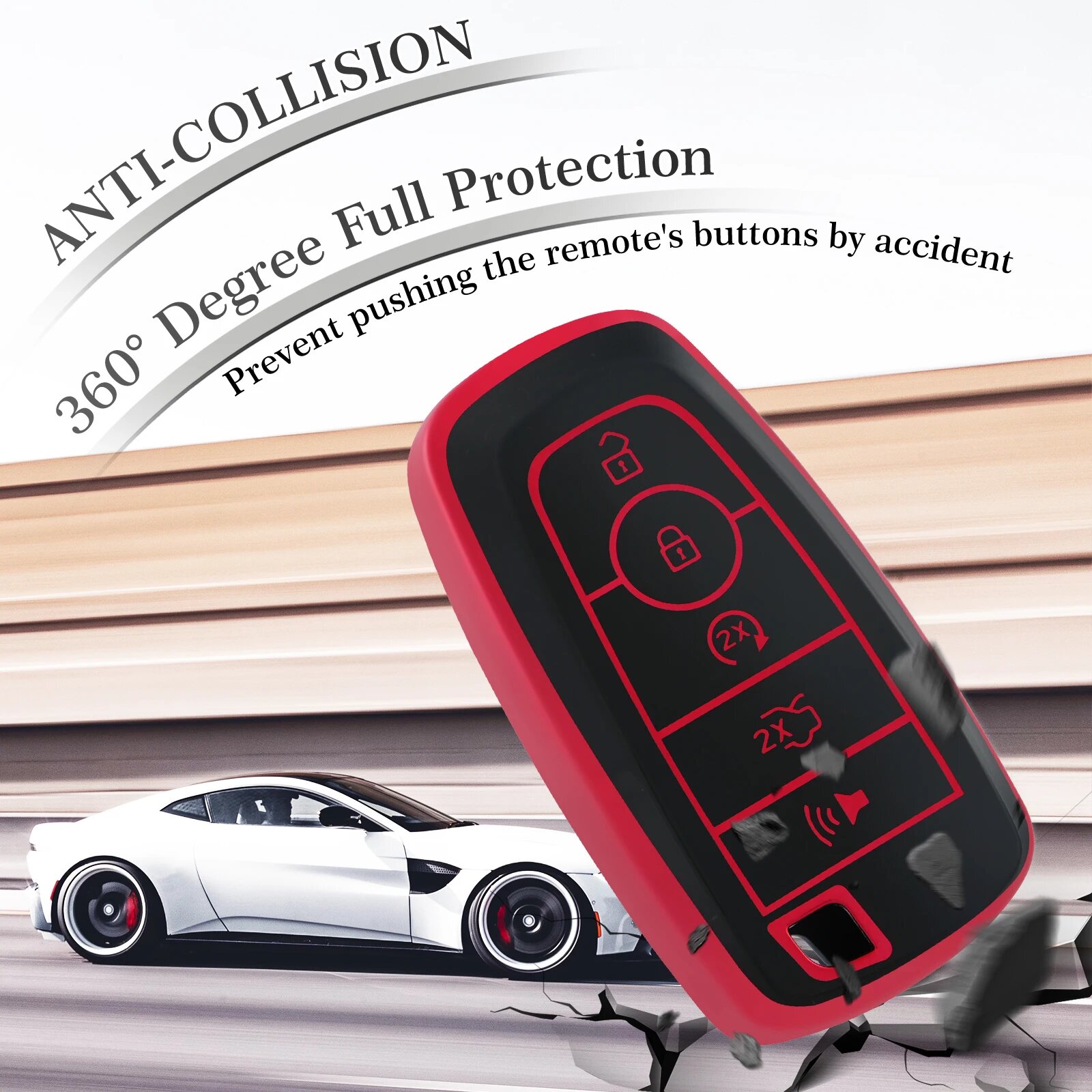 Чехол для ключей Ford Rose Black 5 кнопок
