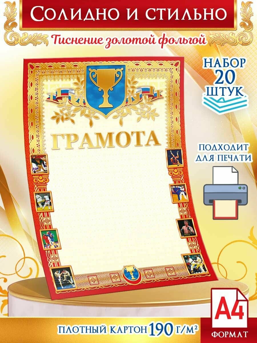 Грамота спортивная Единоборства 20 шт А4