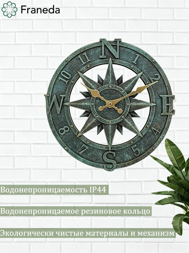 Водонепроницаемые винтажные настенные уличные часы из смолы с термометром