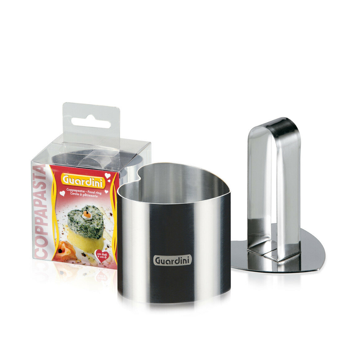 Форма кулинарная с прессом Guardini Food Ring Heart, размером 6х6 см