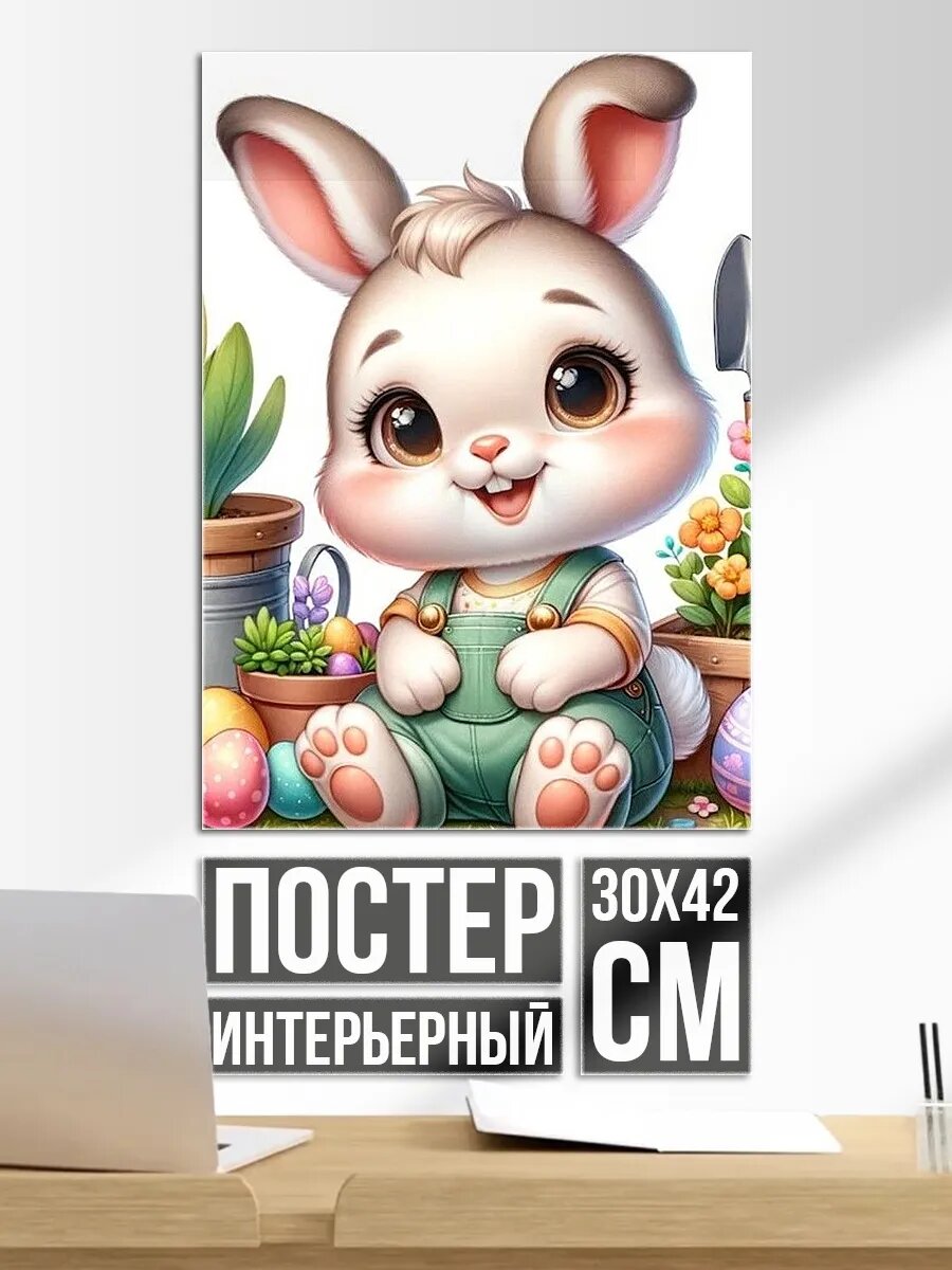 Плакат постер Зайчик садовод