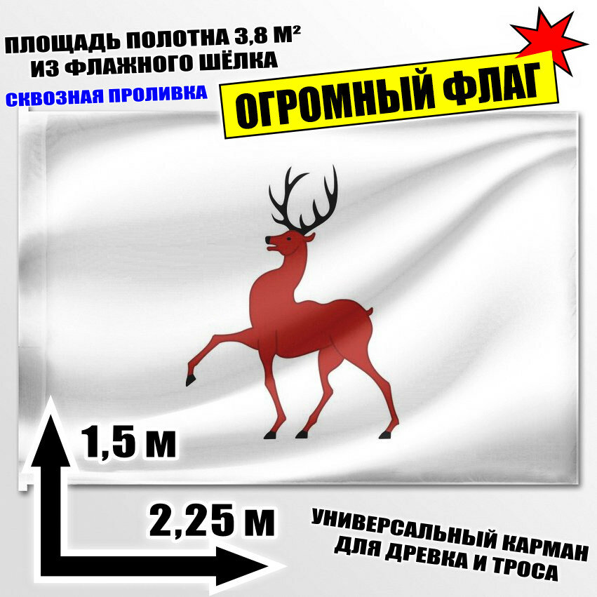 Флаг огромный Нижнего Новгорода 225x150 см