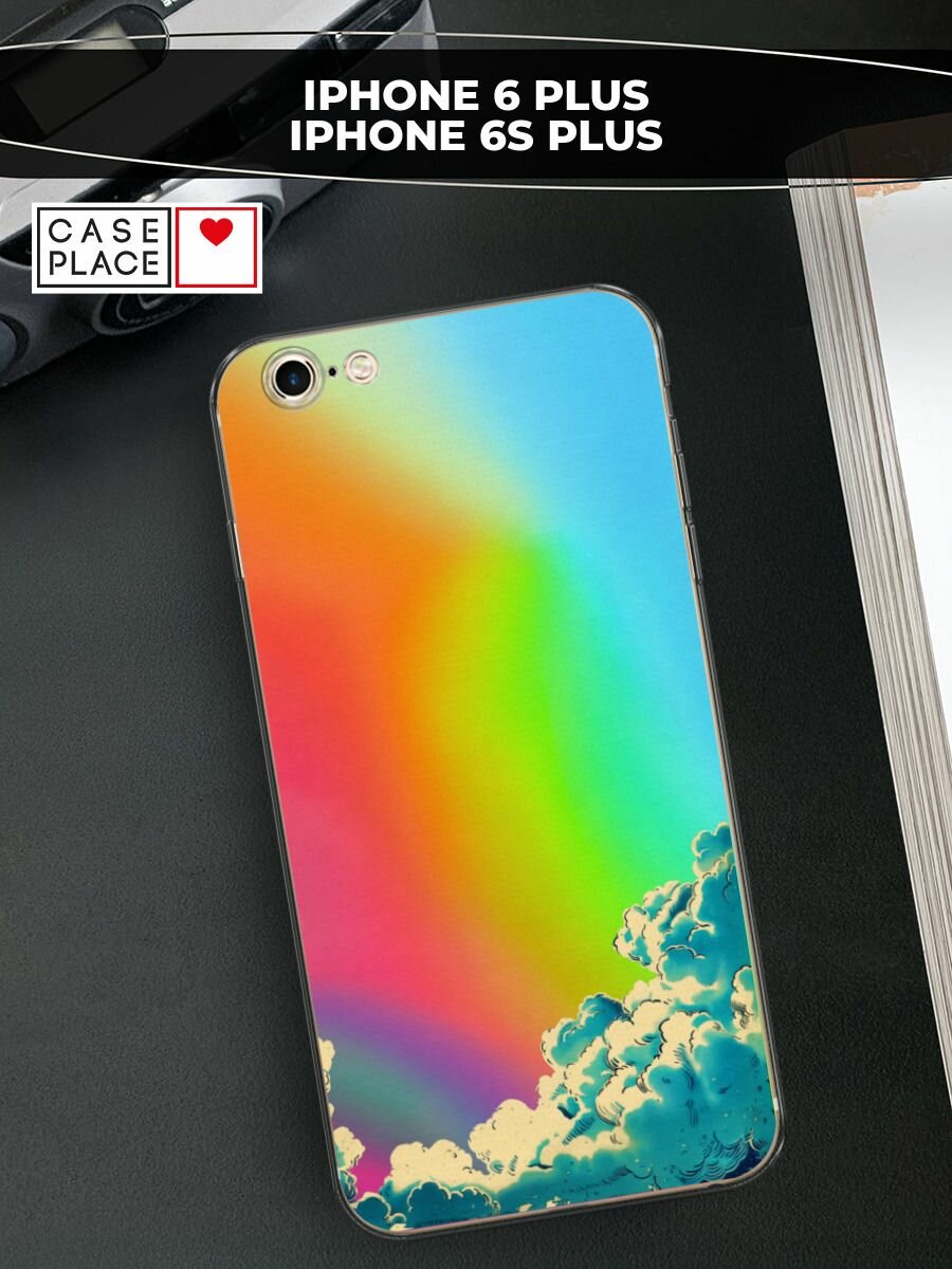 Чехол на Apple iPhone 6 Plus/6S Plus / Айфон 6 Плюс/Айфон 6С Плюс с принтом Звездочки и облака, прозрачный