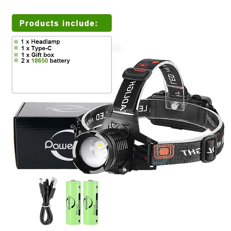Налобный фонарь HT460 белый+синий свет 600Вт C-Battery and BOX