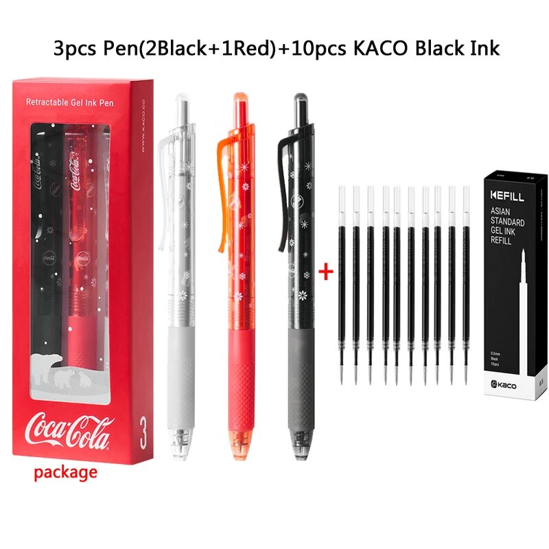 Гелевые ручки KACO Limited Edition, набор из 3 штук Черный, 3Pen 10KACOBlackInk