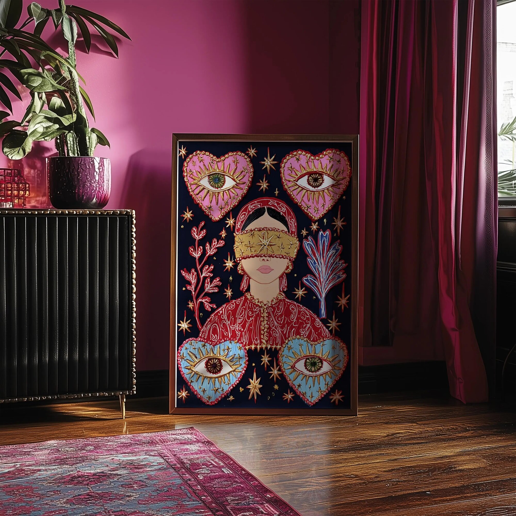 Абстрактная печать на холсте "Психоделический Принт" Розовый, WO1286, 30x40cm No Frame