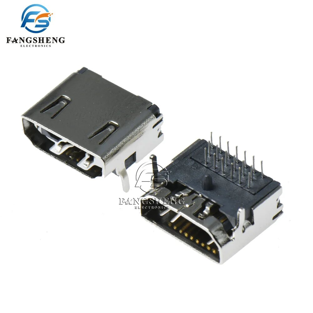 HDMI разъем 19pin, 5шт, золотой, Fang Sheng