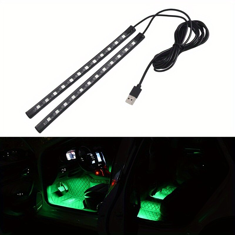 Светодиодная лента для авто AP239536, декоративная, 24 LED, USB-соединение, зеленая