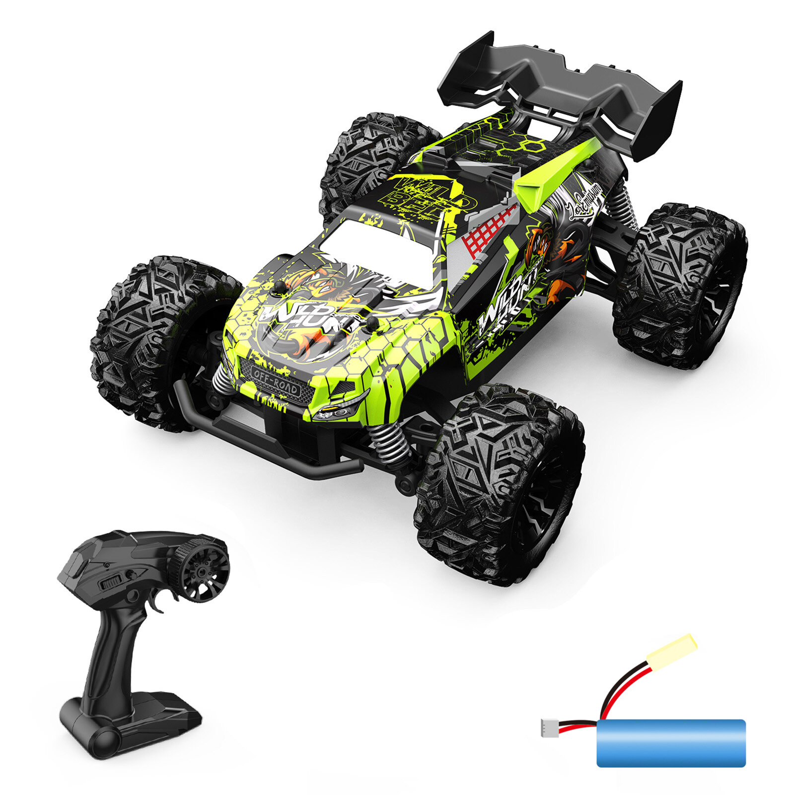 Игрушка радиоуправляемая машина, масштаб 1:20, 2.4GHz, радиоуправляемая гоночная машина, 4WD, высокоскоростной внедорожник, зеленый, размер 21.5*17*9.5см, скорость 20км/ч, время работы около 20 минут, время зарядки 60 минут, дистанция управления 30м,