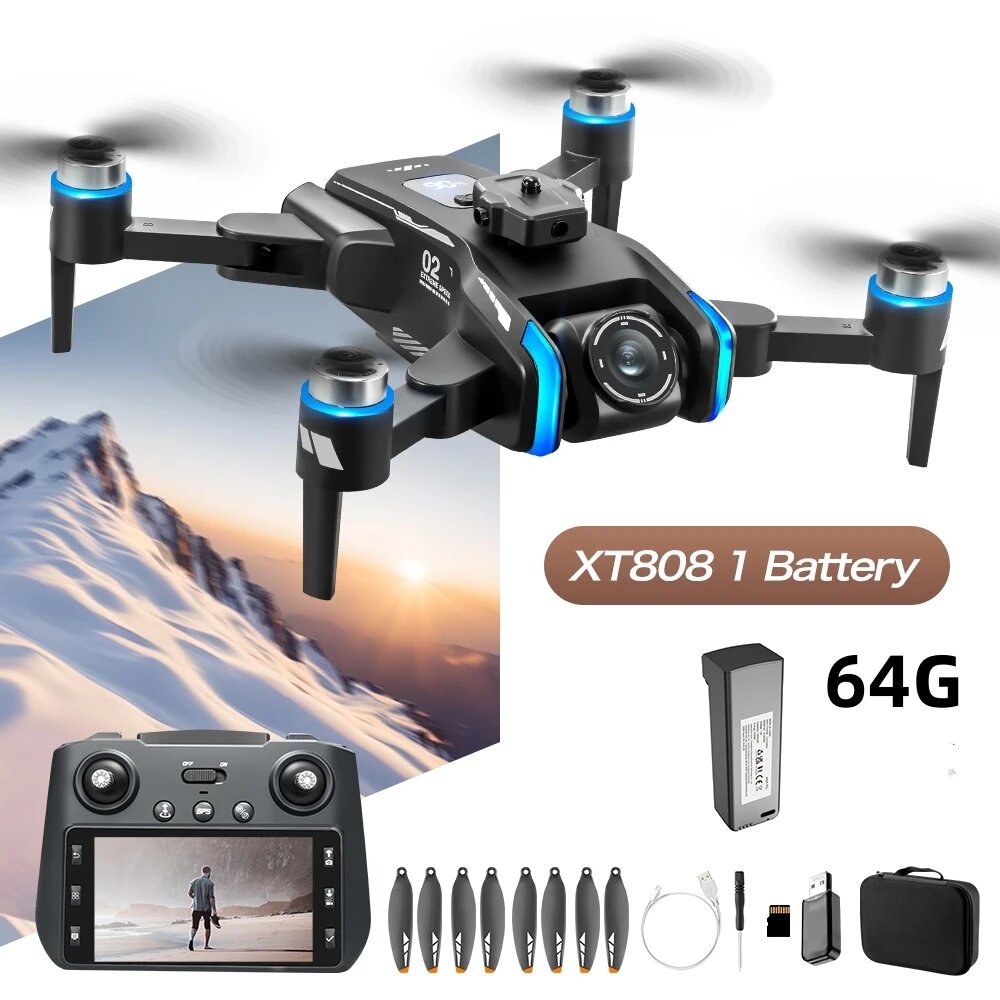 NEW XT808 Экранный дисплей 5G Оптический поток GPS Складной дрон с передачей по WIFI Профессиональная аэрофотокамера Квадрокоптер 64G
