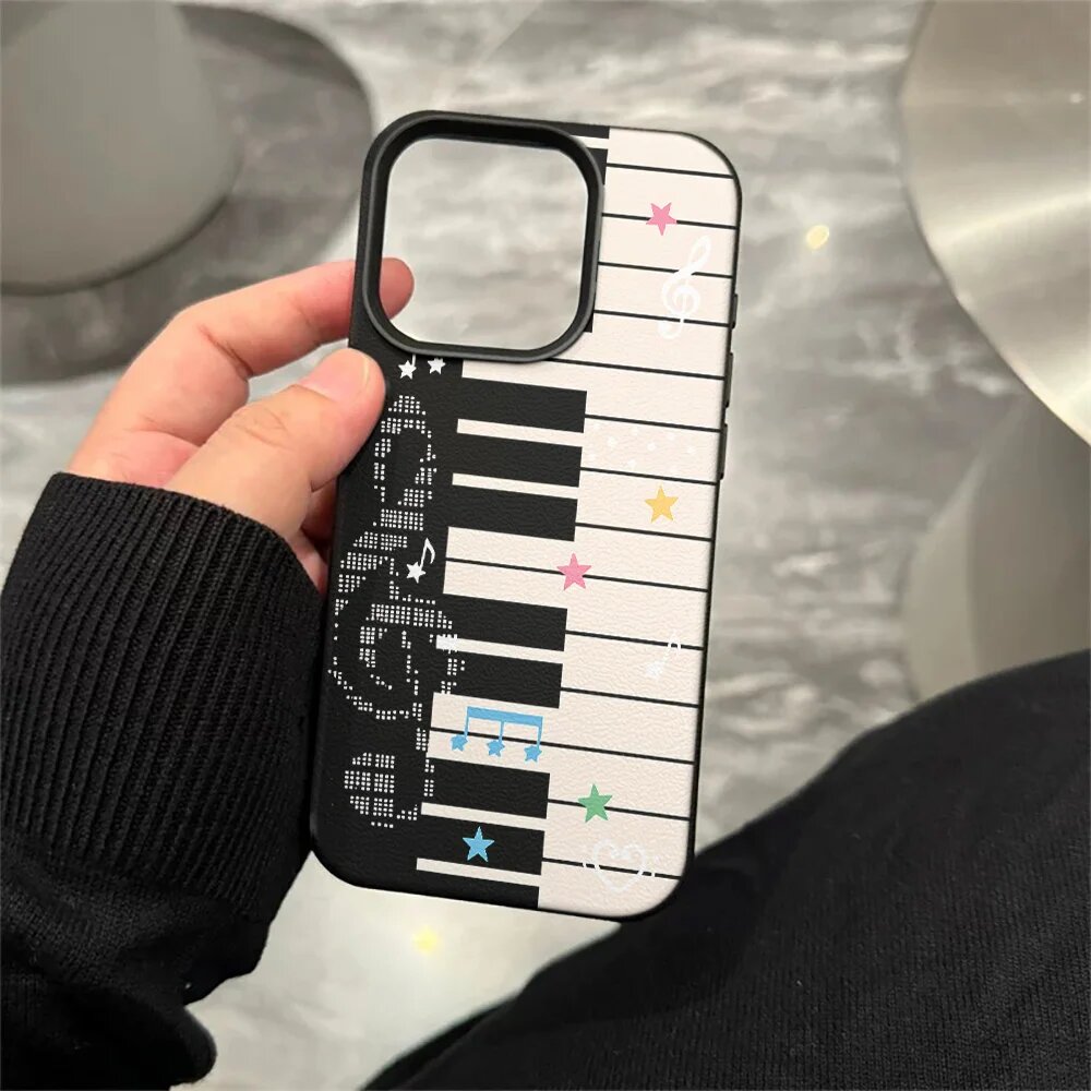 Чехол для телефона с нотами фортепиано для iPhone 17, 14 Pro Max, 11, Черный, Black, For iphone 16