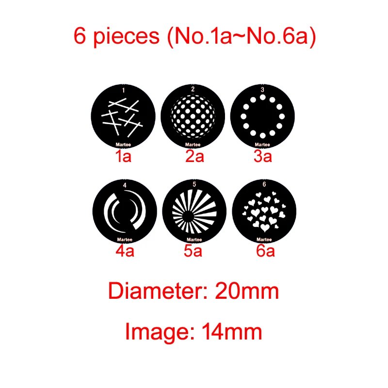 Martee Anzooms OD 20 мм гобо для сцены 6 PCS No.1a to No.6a