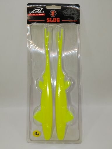 Силиконовая приманка SLUG 8" COLUMBIA fishing company: набор 2 шт, 20см, 25г, мягкая приманка на хищника