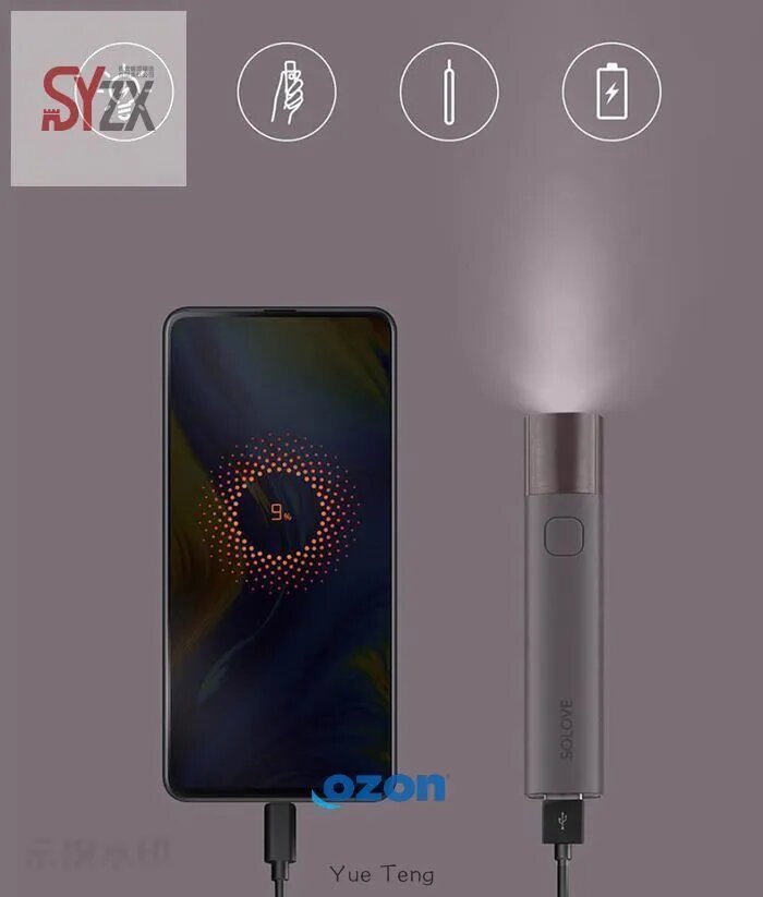 Фонарь ручной Xiaomi SOLOVE Portable Flashlight, Белый, Алюминий, 85 г, 11.7х2.5х2.5 см — фото 1