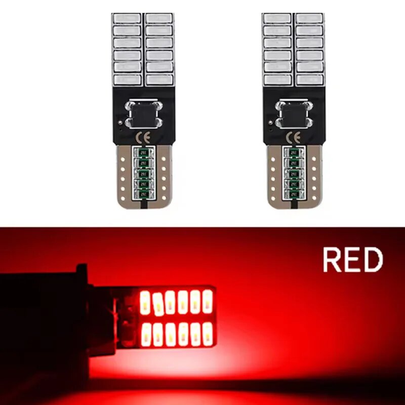 2шт T10 W5W 4014 24SMD Red Canbus
