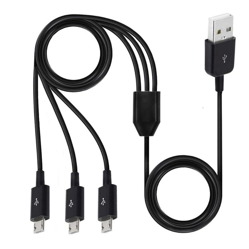 Микро-USB разветвитель для зарядки и данных 100см, Черный