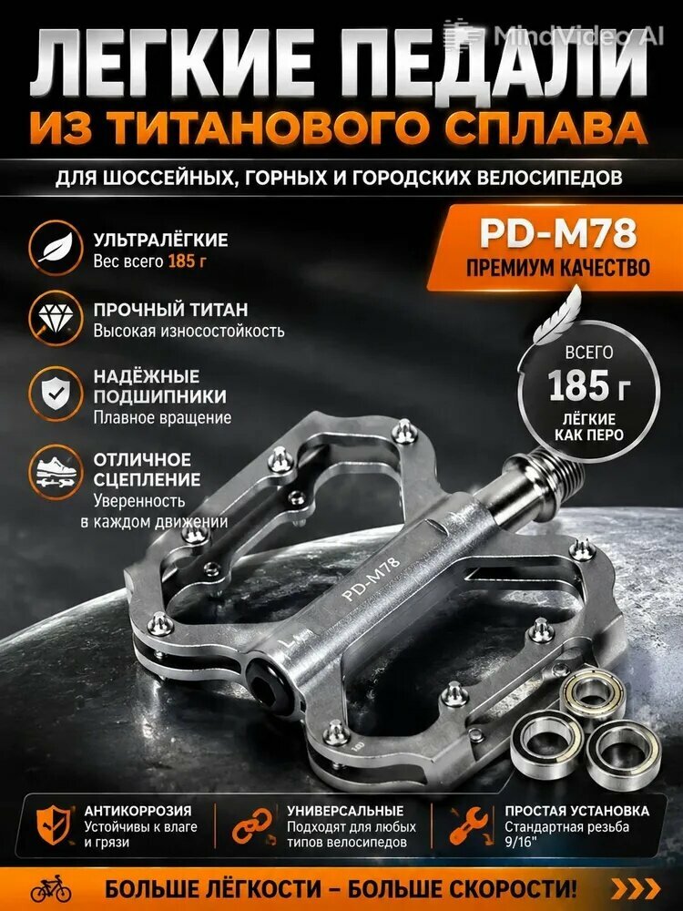 Велосипедные педали из алюминия с 3 подшипниками, легкие, для горного и шоссейного велосипеда