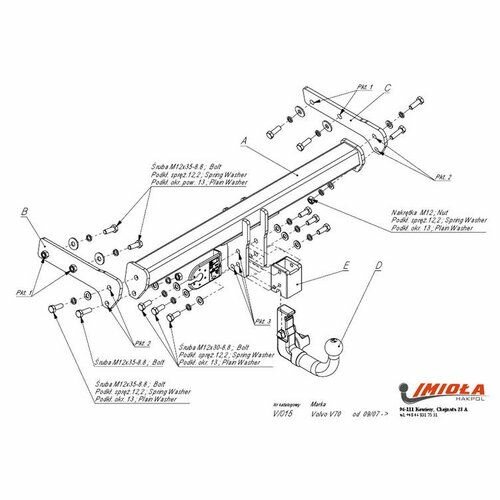 Фаркоп TOYOTA (AURIS htb. (excl. Hybrid)) IMIOLA v015