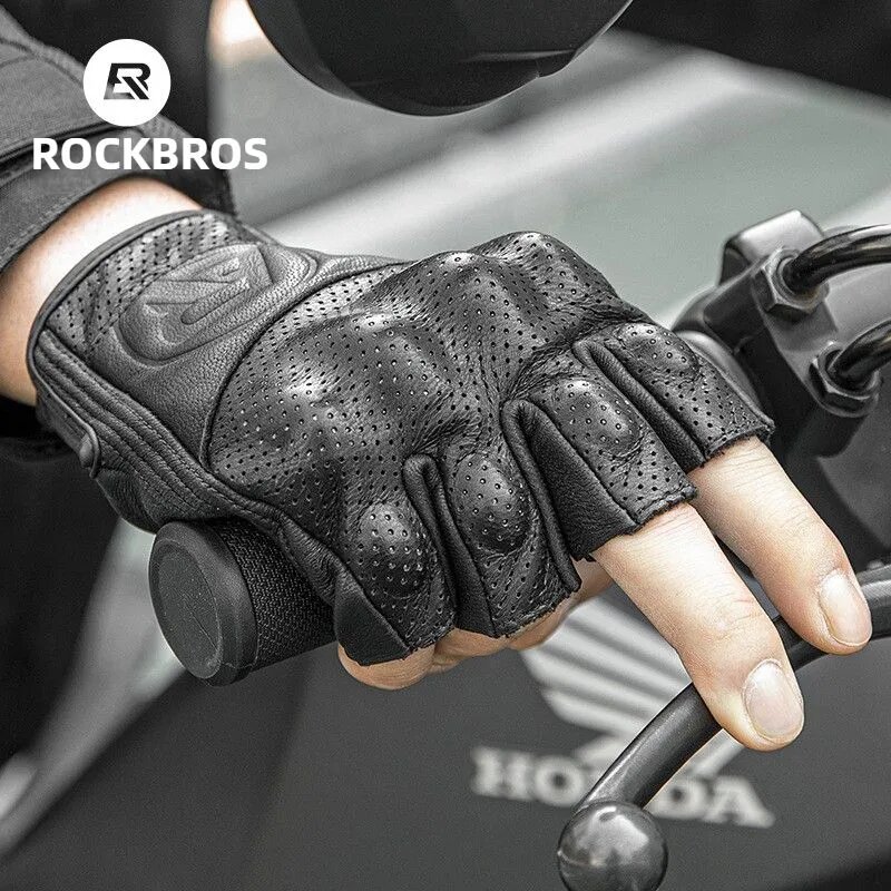 ROCKBROS Велоперчатки, размер L, черные, из овечьей кожи, с гелевой защитой