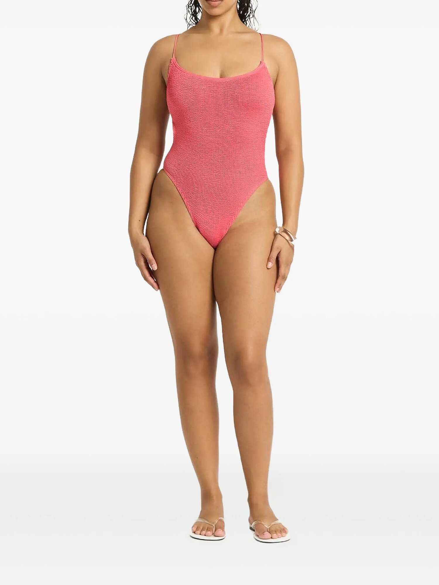 Купальник bond-eye Indira crinkle-effect swimsuit, размер OneSize, coral pink — фото 1