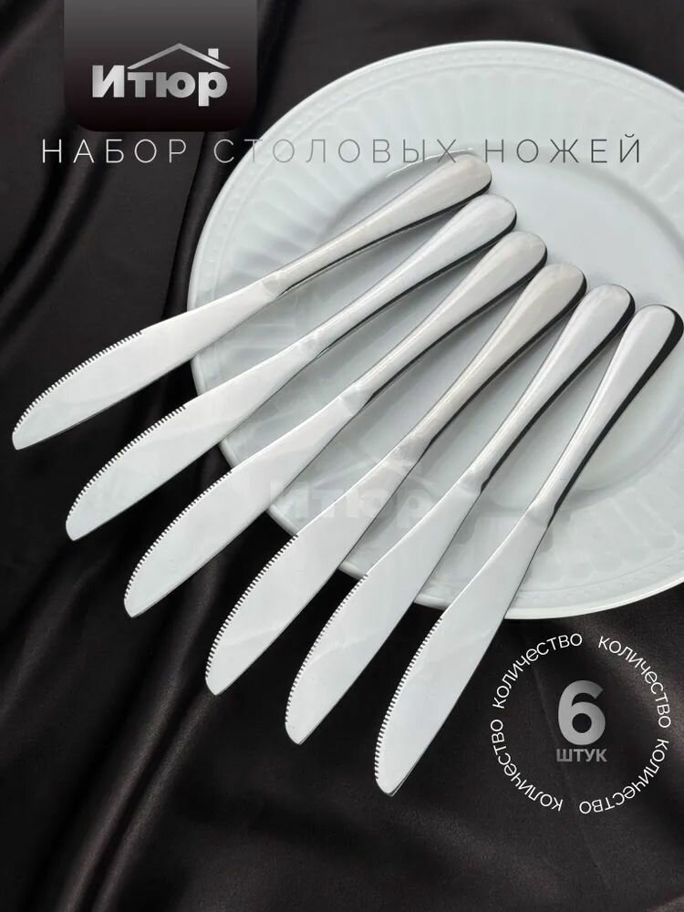 Нож столовый 6 предм. серебристый