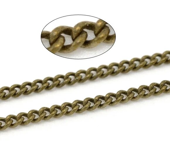 Металлические цепи DoreenBeads античный бронзовый цвет 3х2 мм 5 м